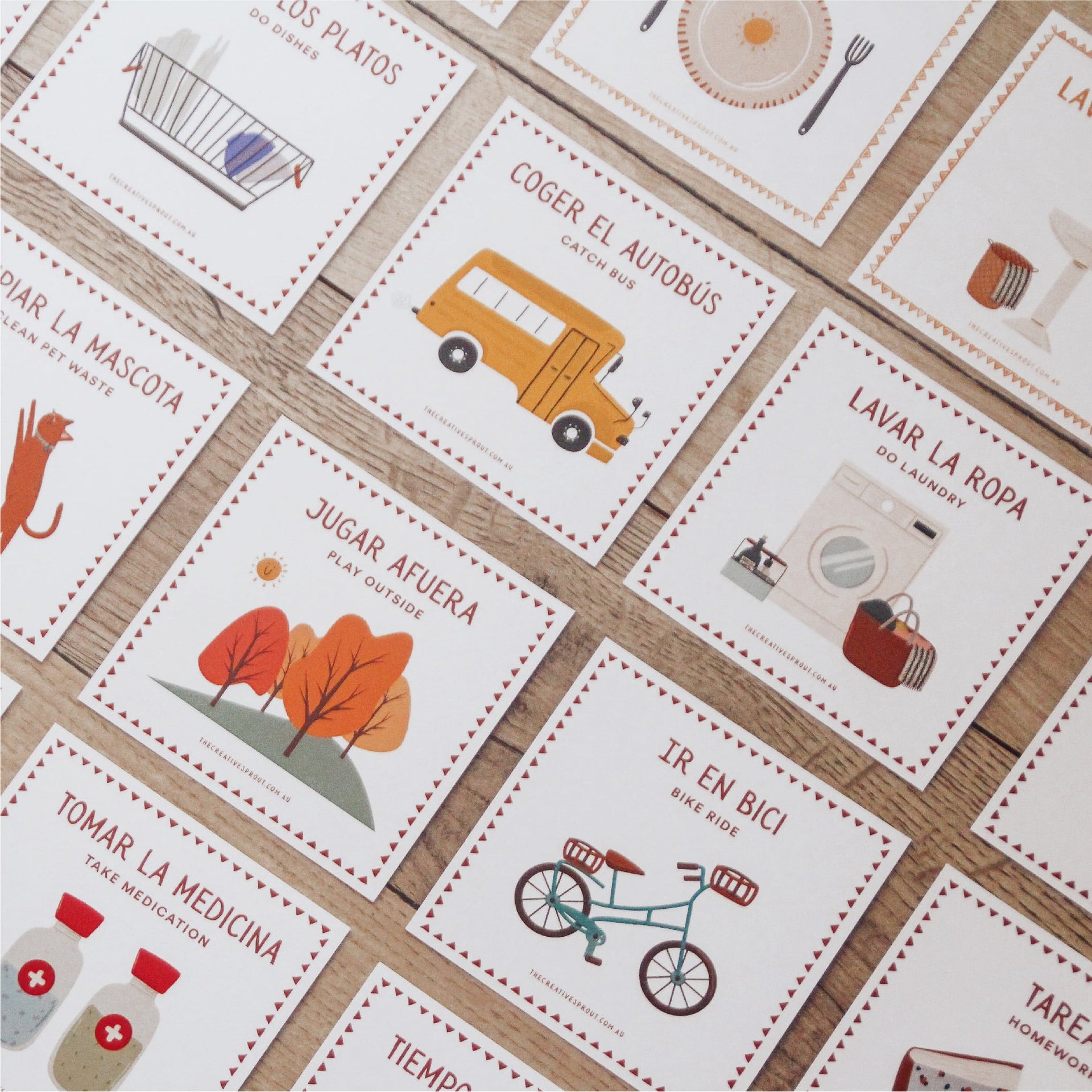 Spanish Routine Cards | Bilingual Flashcards – The Creative Sprout