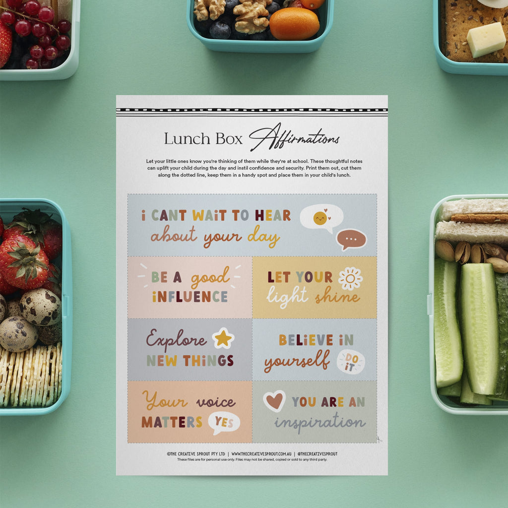 Printable Lunch Box Affirmations | Boost Confidence | Creative Sprout ...